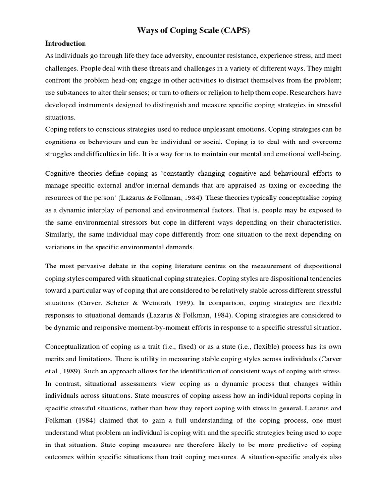 Ways of Coping | PDF | Stress (Biology) | Psychology
