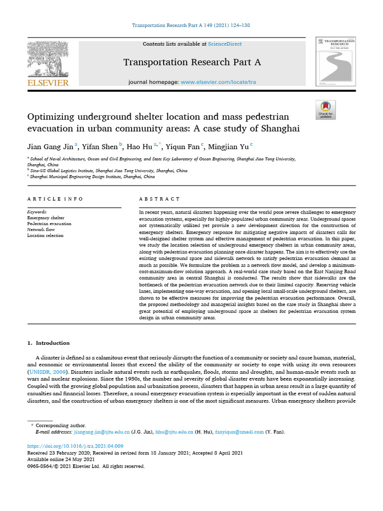 Optimizing Underground Shelter Location and Mass Pedestrian Evacuation ...