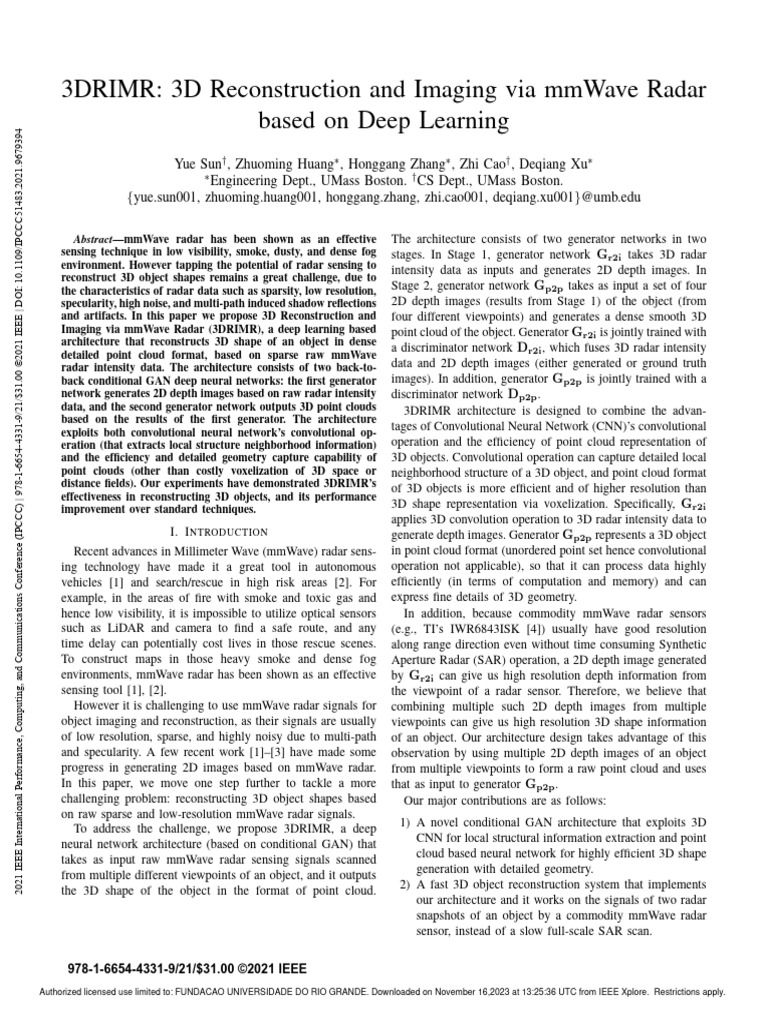 3DRIMR 3D Reconstruction and Imaging Via Mmwave Radar Based On Deep ...
