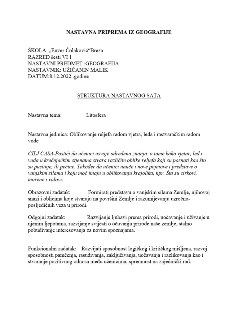 Nastavna Priprema 2022 | PDF