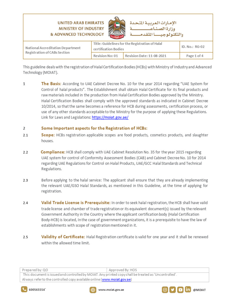 RG 02 Rev 01 - Guidelines For The Registration of Halal Certification Bodies | Download Free PDF ...