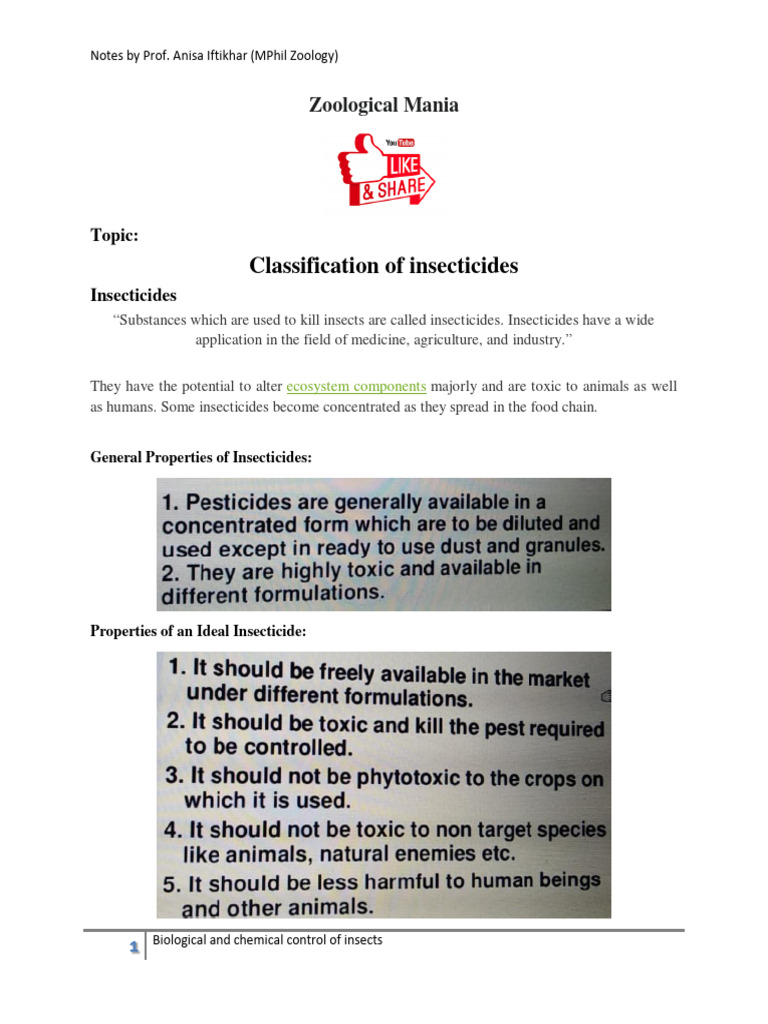 Insecticide Classification and Toxicity | PDF | Insecticide | Poison