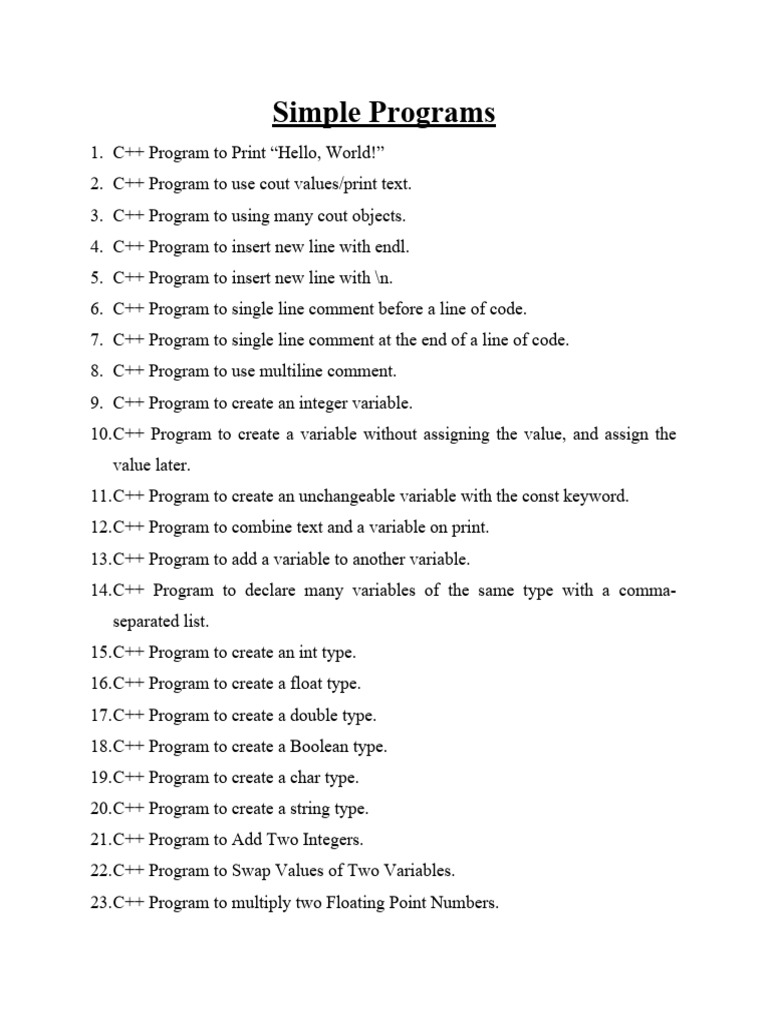 Simple Programs | PDF Simple Programs | PDF