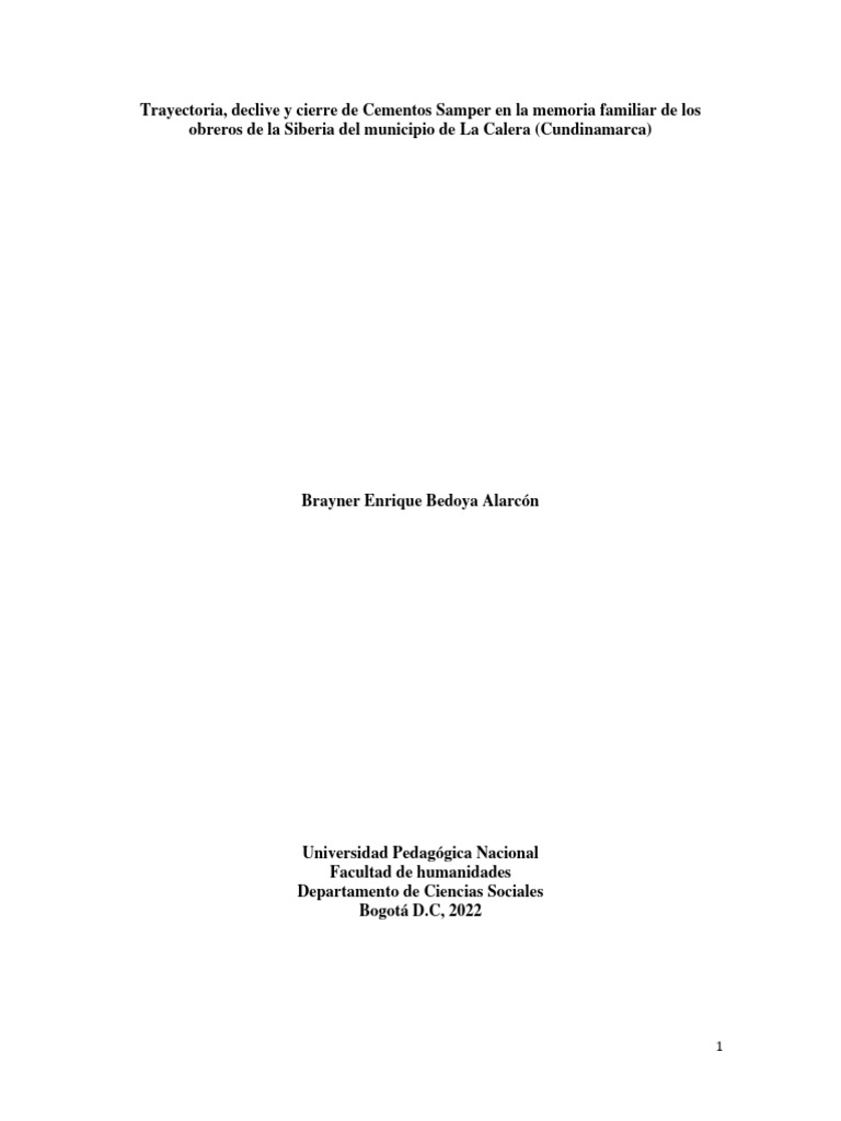 Trayectoria, Declive y Cierre de Cementos Samper en La Memoria Familiar ...