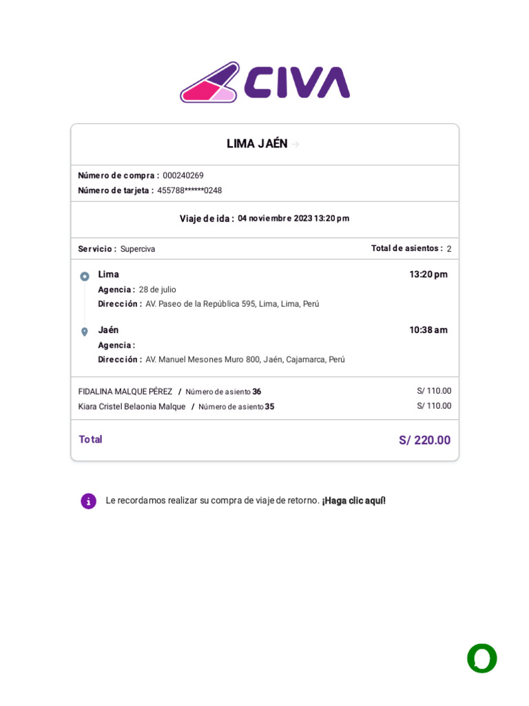 Civa - Empresa de Transporte Del Perú | PDF