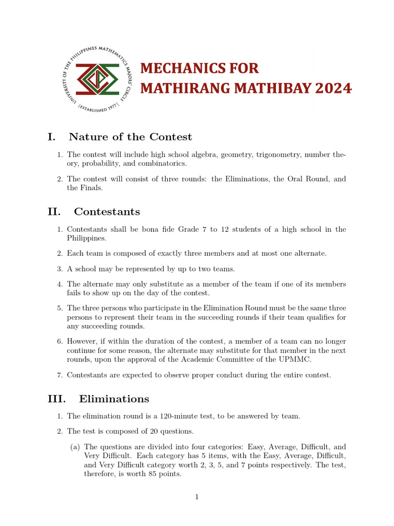 Mathirang Mathibay 2024 Mechanics | PDF