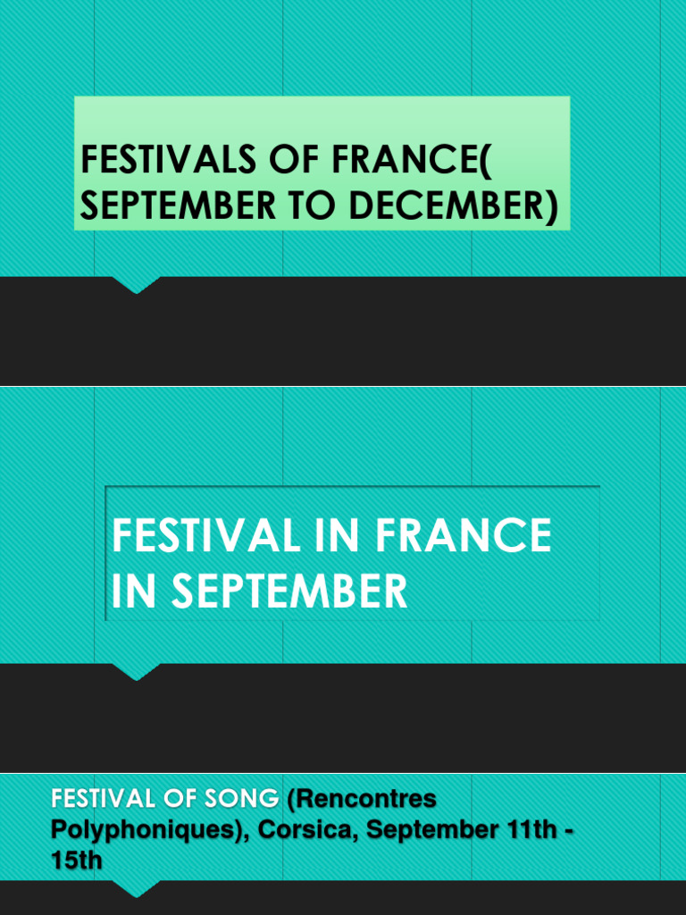 Festivals of France (September To December) | PDF | Paris | Food And Drink