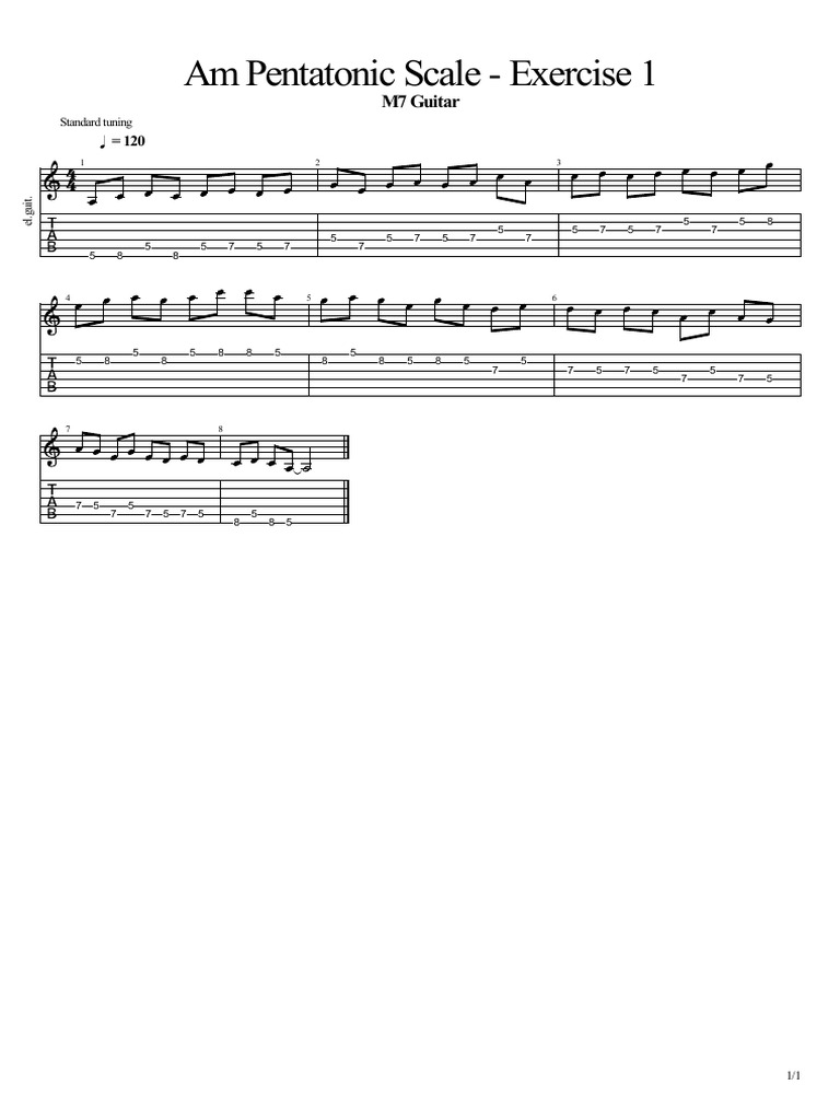 Am Pentatonic Scale - Exercise 1 | PDF