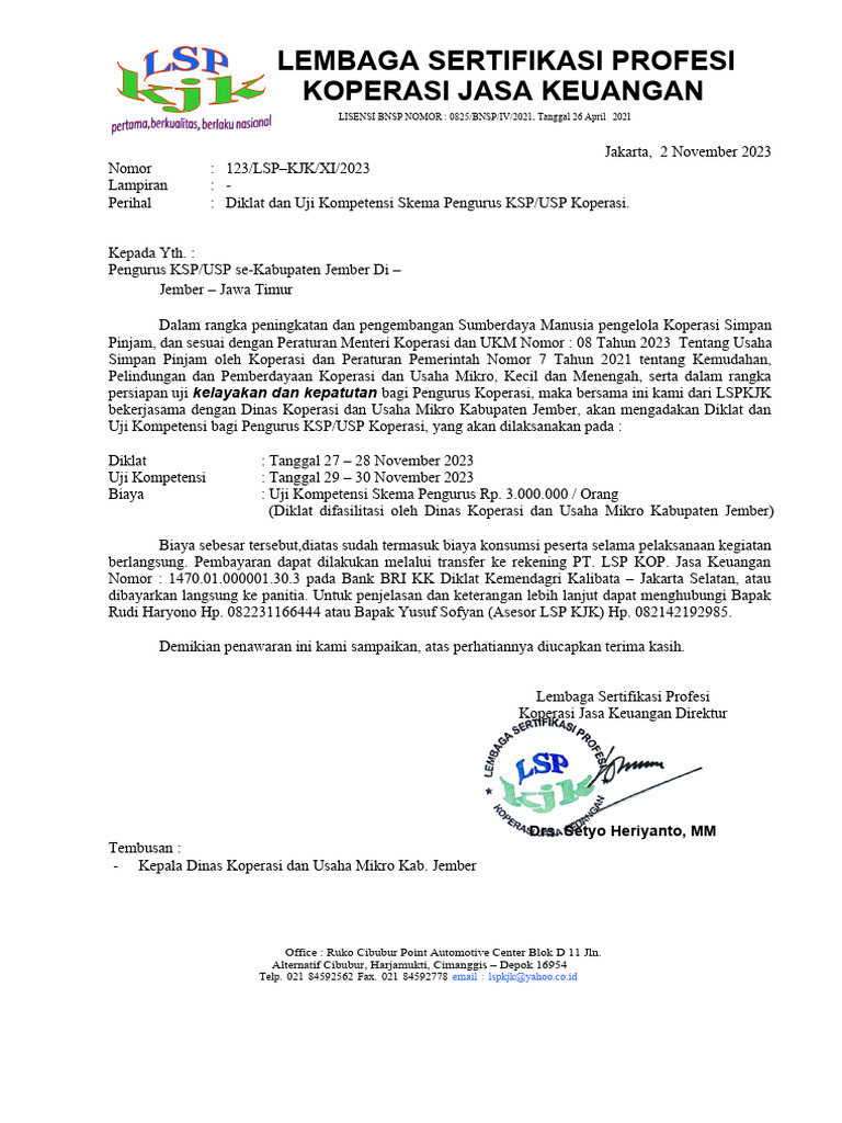 SRT 123 Ke Gerakan Kab. Jember Nov 2023 | PDF