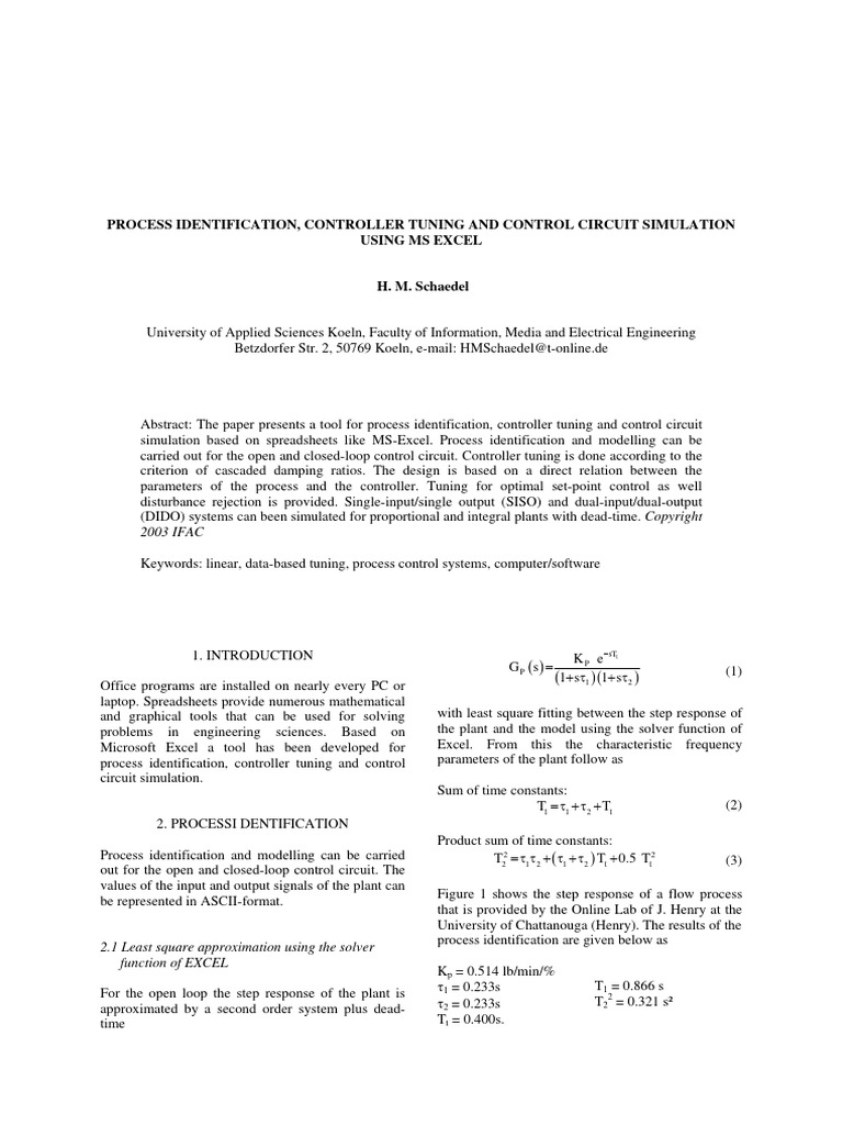 Process Ident, Controller Tuning and Control Circuit Sim in Excel | PDF | Control Theory ...