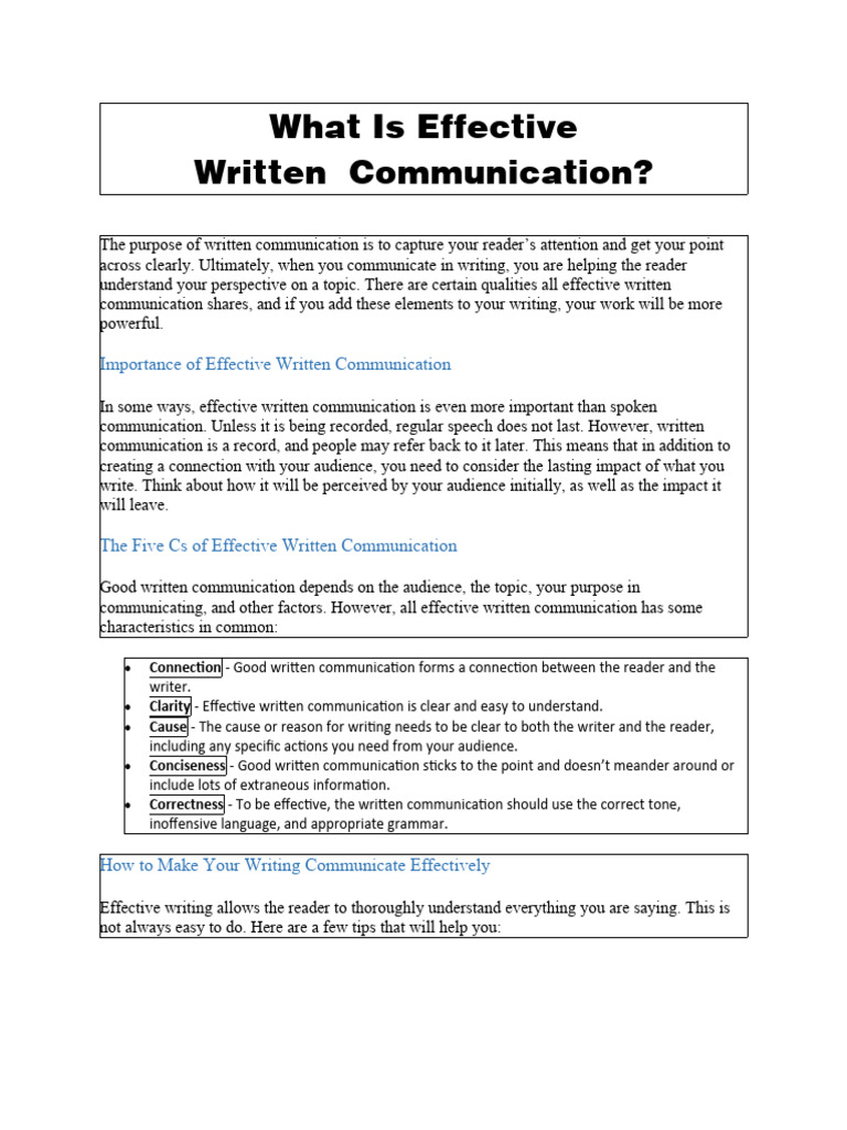 What Is Effective Written | PDF | Communication | Writing