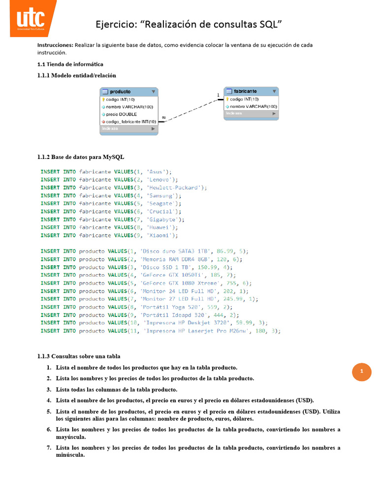 Ejercicios Uq | PDF | SQL