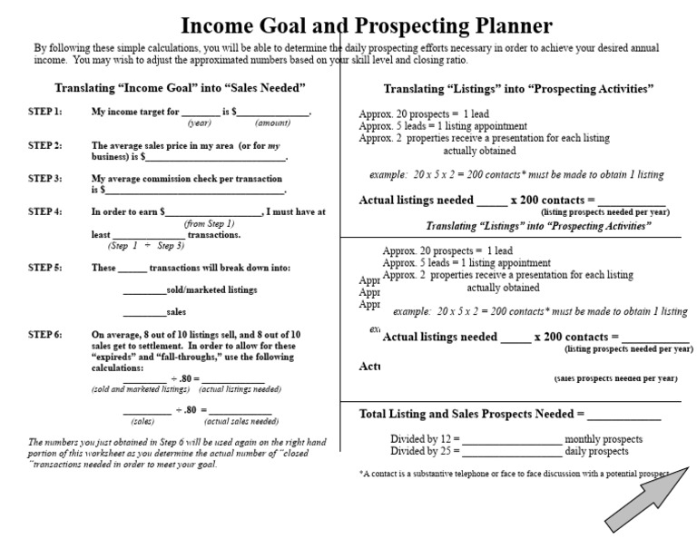 Goal Setting - It's A Numbers Game - Income Goal and Prospecting ...