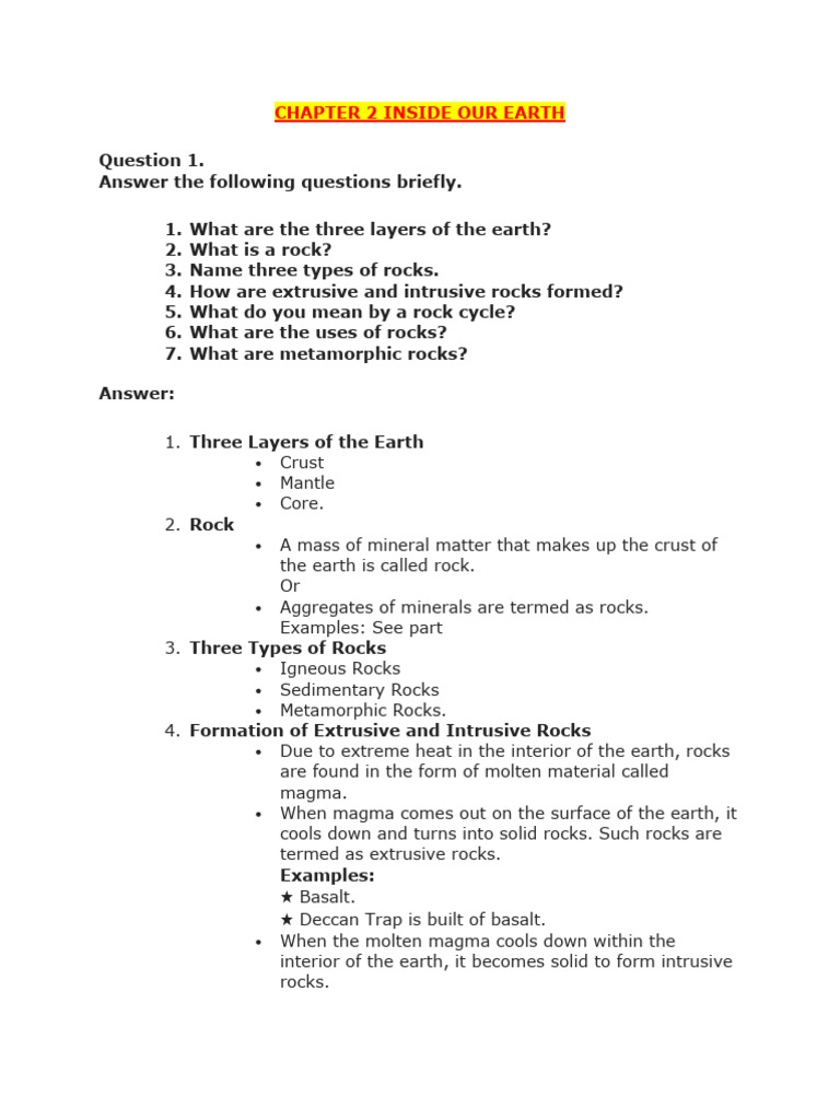 Chapter 2 Inside Our Earth | PDF | Rock (Geology) | Igneous Rock