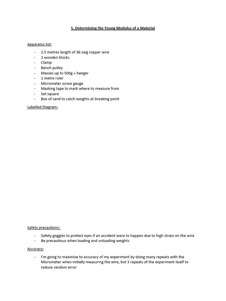 Young Modulus Experiment Guide | PDF | Wire | Metre