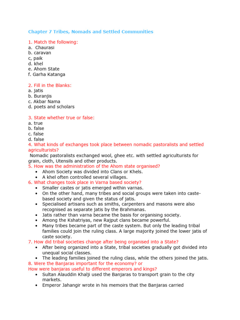 Chapter 7 Tribes Nomads and Settle Communities | PDF | South Asia
