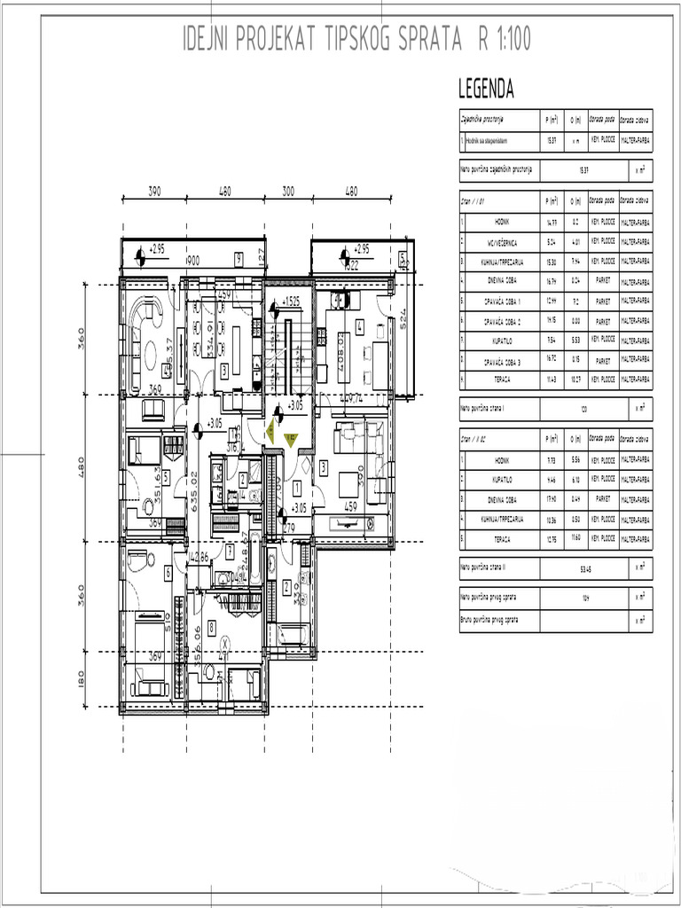 1.idejni Projekat - Jana Bogdanovic-Osnova Tipskog Sprata | PDF