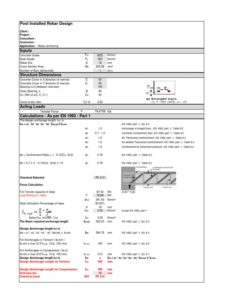 PS-3 Rebar Anchoring Calculation - R01 - 21.11.2023 | PDF | Mechanical ...