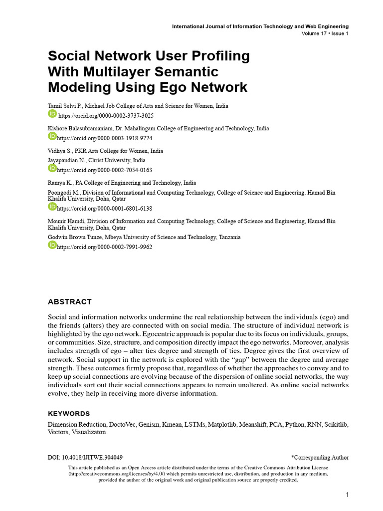 Social Network User Profiling With Multilayer Semantic Modeling Using Ego Network | PDF ...