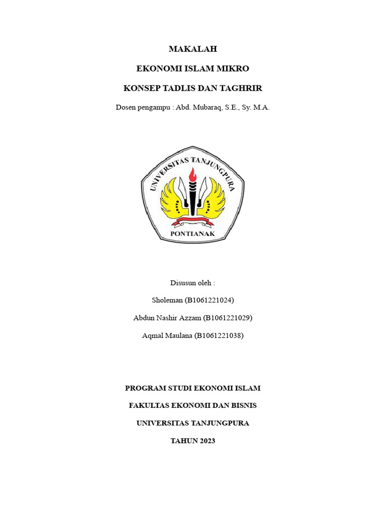 Konsep Tadlis dan Taghrir dalam Ekonomi Islam | PDF