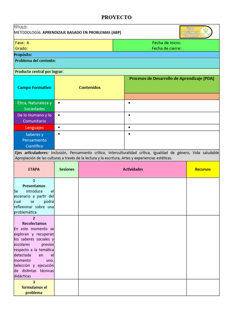 Formato Aprendizaje Bassado en Problemas Abp | PDF | Aprendizaje ...