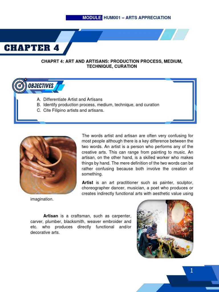 Chapter 4 - Artists and Artisans | PDF | The Arts | Curator