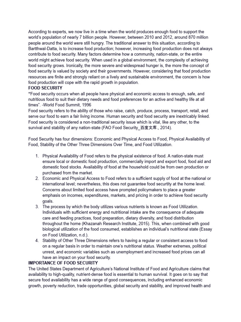 Week 16 Global Food Security | PDF | Food Security | Malnutrition