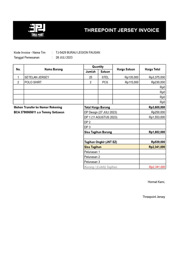 TJ-5429 BURAU LEGION FAUSAN-INVOICE - XLSX - TEMPLATE INVOICE KOSONG | PDF