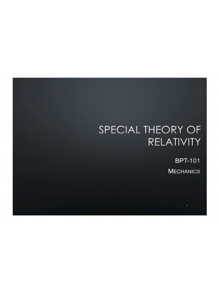 Relativity 1 | PDF