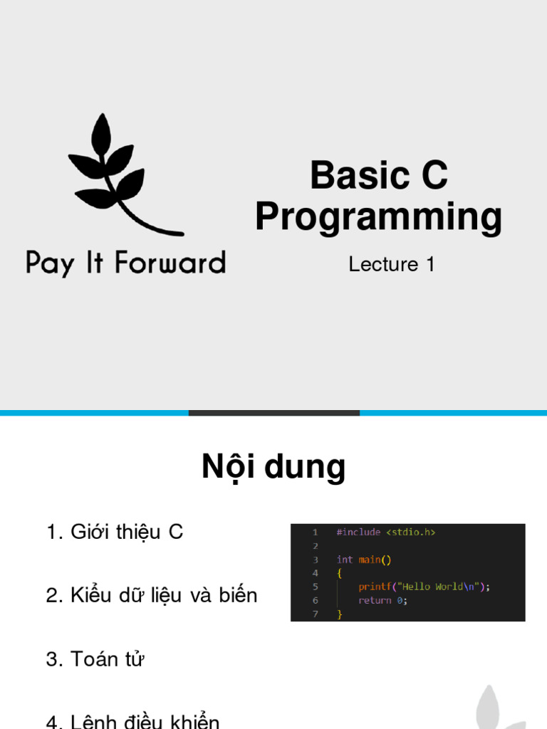 PIFKID SummerCourse 2023 Buoi3 C Basic 1 | PDF
