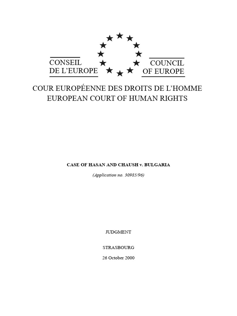 Hasan and Chaush v. Bulgaria Case Summary | PDF | Freedom Of Religion ...