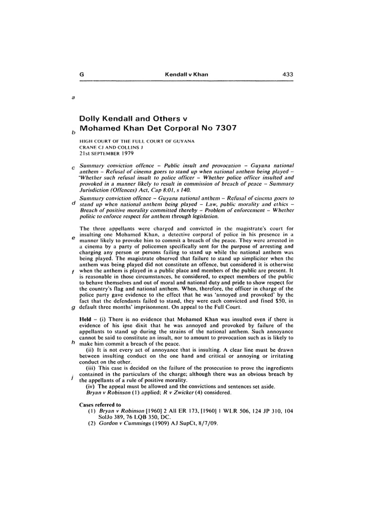 Kendall v. Khan (1979) 26 WIR 433 | PDF