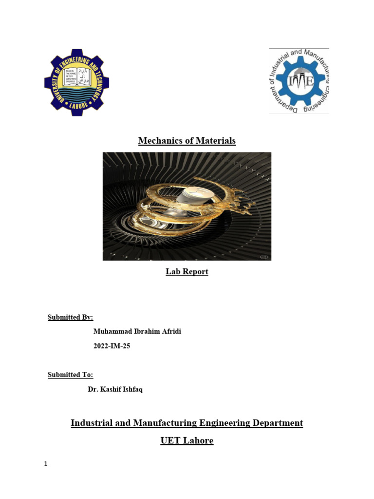 MM 1st Lab Report | PDF | Young's Modulus | Elasticity (Physics)