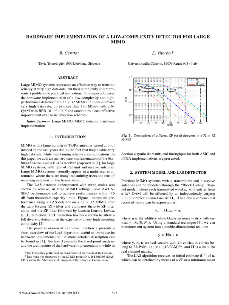 Hardware Implementation Of A Low Complexity Detector For Large Mimo