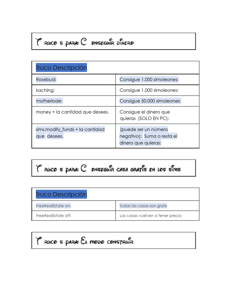 Trucos Sims-1 | PDF