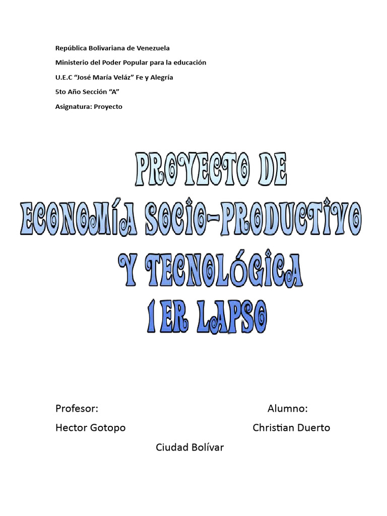 Proyecto Socio Productivo | PDF | Business | Economias