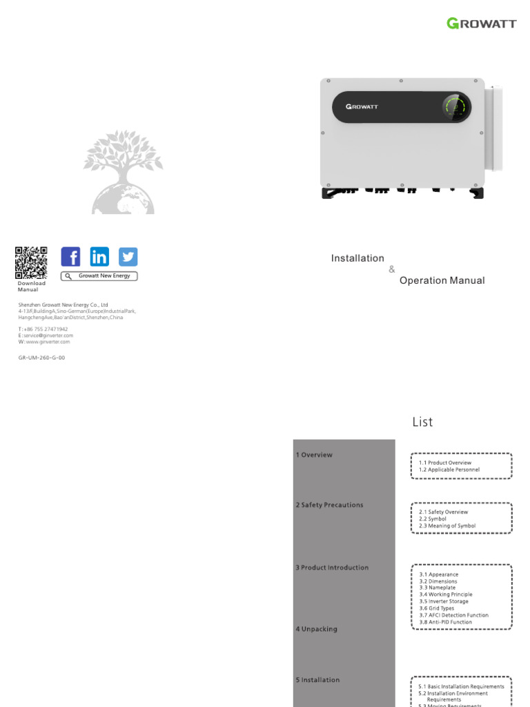 Invervesor Growatt 75kw | PDF | Power Inverter | Photovoltaics