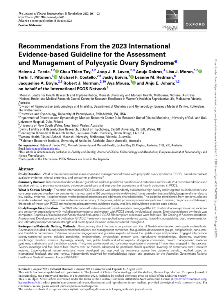 Recommendations From The 2023 International Evidence-Based Guideline ...