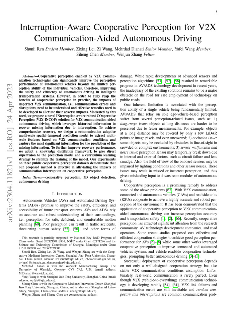Interruption Aware Cooperative Perception For V2x Communication Aided Autonomous Driving Pdf