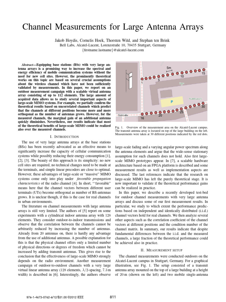 Channel Measurements For Large Antenna Arrays | PDF | Mimo | Matrix (Mathematics)