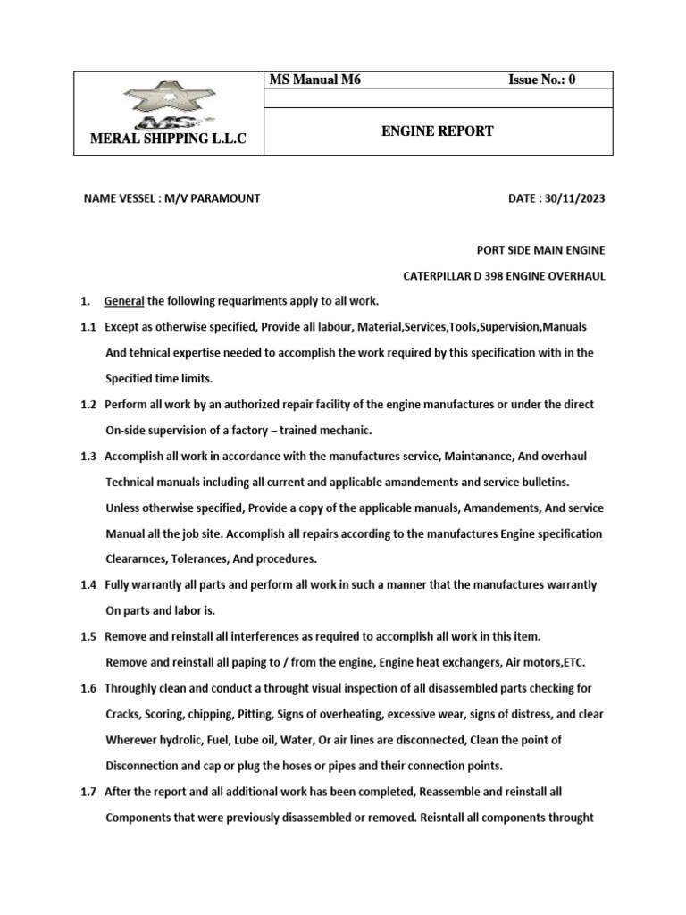 Engine Port Side Report. | PDF | Pump | Engines