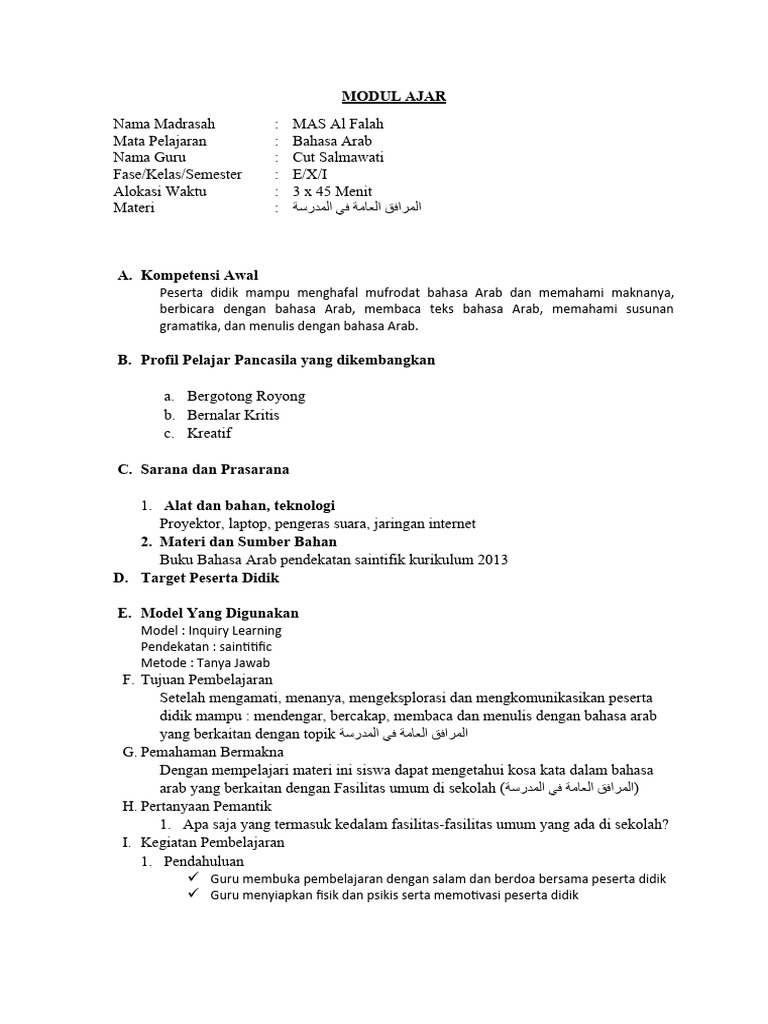 Sistematika Modul Ajar Pdf