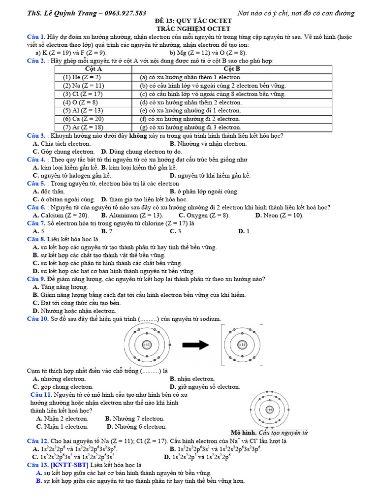 ĐỀ 13 - quy tắc octet | PDF