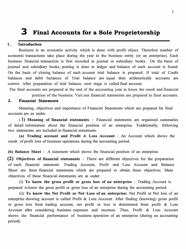 Accounting For Management-1 Unit 3 Final Accounts of Sole ...