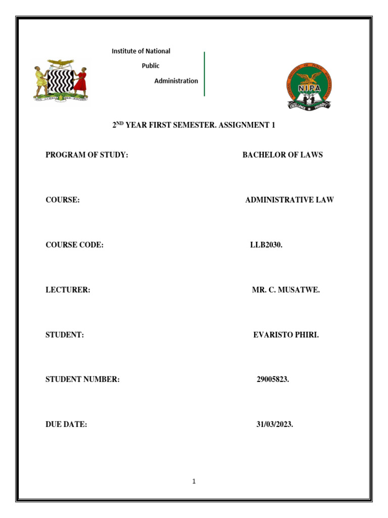 Administrative Law Assignment 1 | PDF | Constitution | Parliament Of ... Administrative Law Assignment 1 | PDF | Constitution | Parliament Of ...