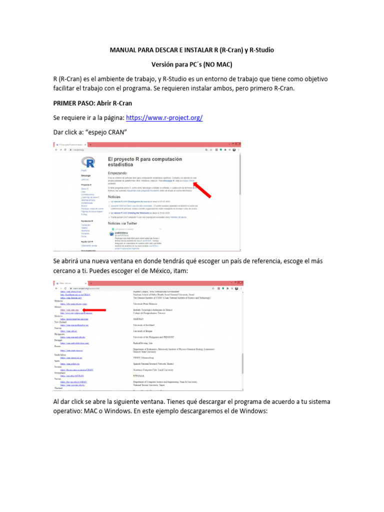 Manual de Instalación de R | PDF | Ventana (informática) | Microsoft Windows