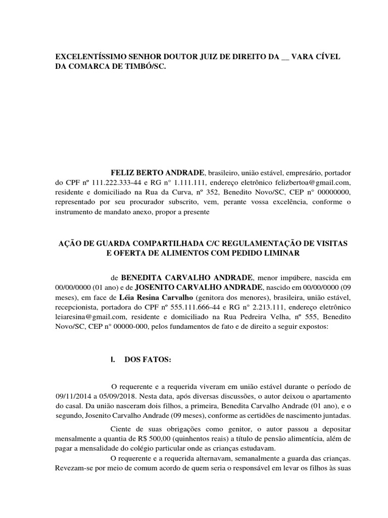 Acao de Guarda Compartilhada C | Download grátis PDF | Pensão ...