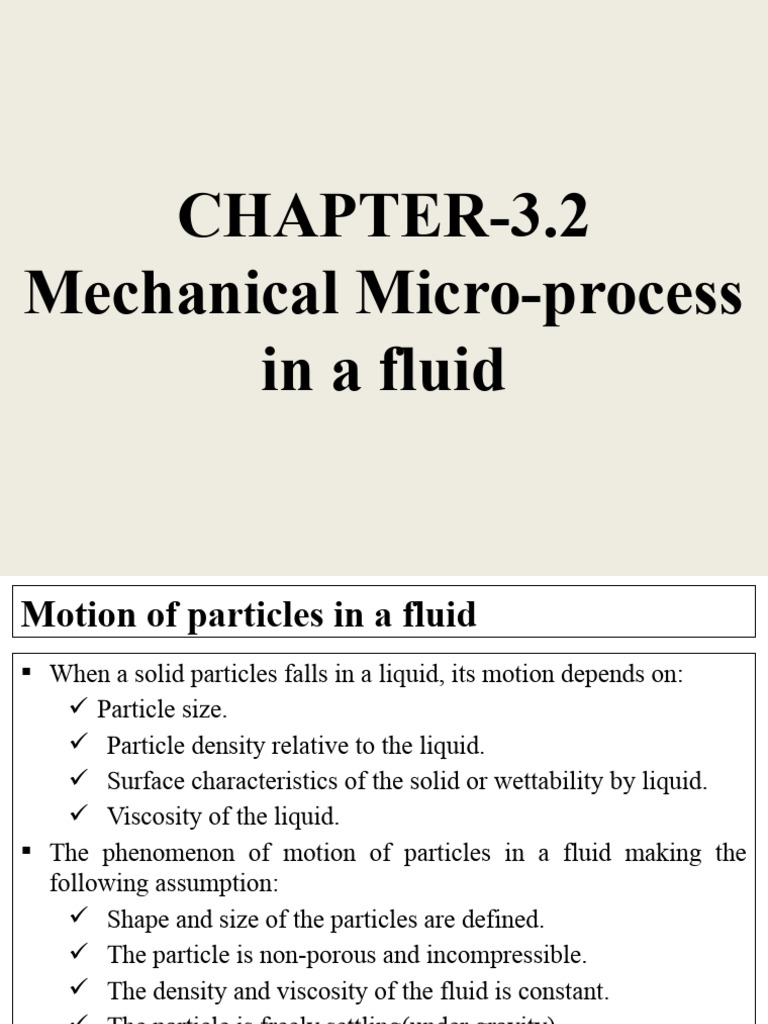 CHAPTER 3 2 Micro Process in A Fluid Motion of Particle in A Fluid | PDF | Fluid Dynamics | Liquids