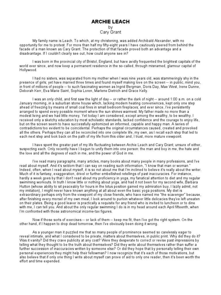 Archie Leach: by Cary Grant | PDF | Magic (Illusion) | Theatre