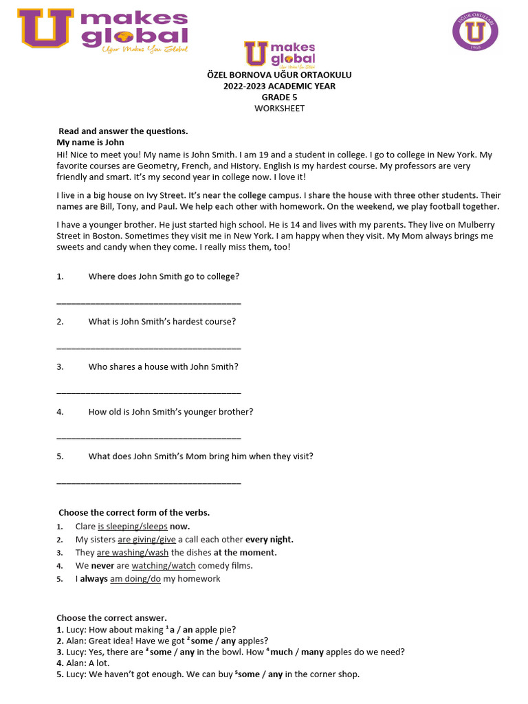 Worksheet - First Term Second Written Exam 5.1.2 - 060123 | PDF | Foods